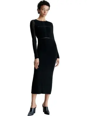 Calvin Klein Sheer Cut-out Back Maxi Dress - Black