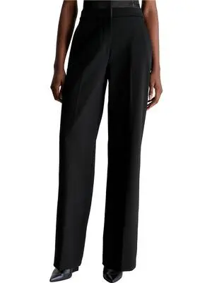 Calvin Klein Tux Satin Wide Leg Trousers - Black