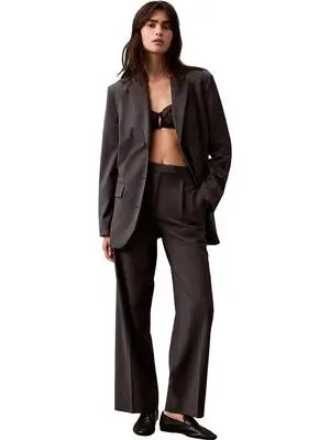 Calvin Klein Tropical Wool Blend Pleated Trousers - Endless Gray
