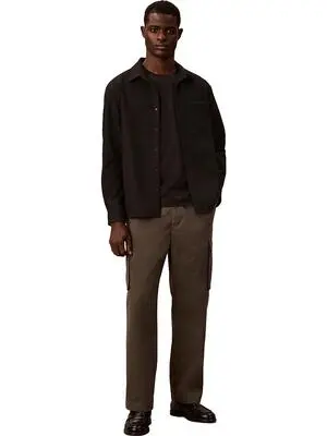 Calvin Klein Cotton Stretch Straight Fit Cargo Pants - Beluga