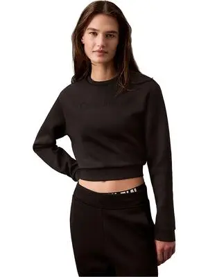Calvin Klein Spacer Cropped Crewneck Sweatshirt - Black