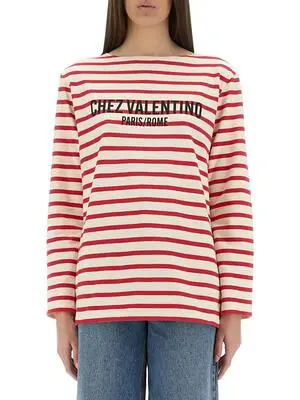 Valentino Garavani Valentino Striped Long Sleeve T-Shirt Red
