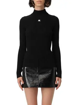COURREGES Ribbed Turtleneck Top - Black
