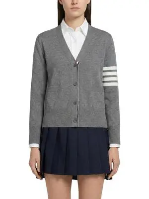 Thom Browne Cardigan In Wool - Charcoal