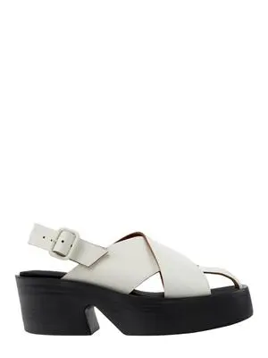 Camper Heeled Platform Sandals - White