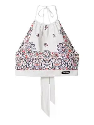 Miu Miu Paisley Crop Top - White