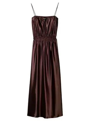 Miu Miu Satin Maxi Dress - Brown