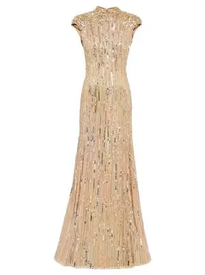 Jenny Packham Ernest Sequin-Embellished Gown Gold