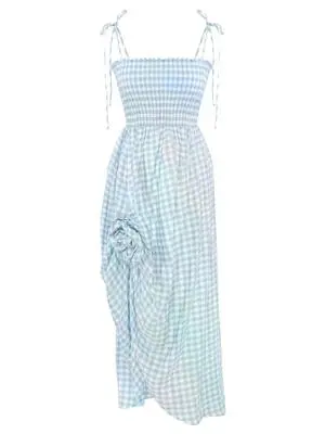 Sleeper Gingham-pattern Midi Dress - Blue