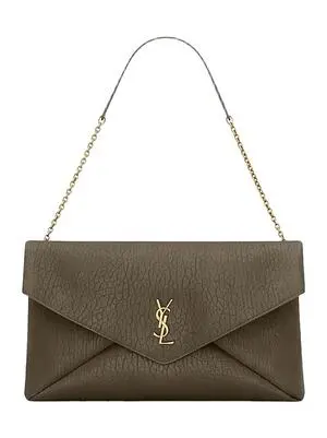 Saint Laurent Cassandre Xxl Envelope Pouch On Chain - Light Musk