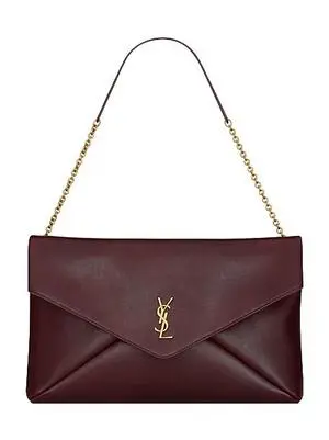 Saint Laurent Cassandre Xxl Envelope Pouch On Chain - Rouge Cabernet