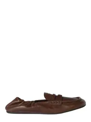 Miu Miu Embossed-logo Loafers - Brown