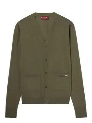 Gucci Fine Wool Knit Cardigan With Intarsia - Green