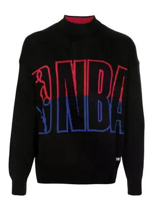 BOSS X Nba Logo-print Knitted Sweatshirt - Black