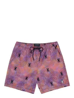 Psycho Bunny Abstract Print Swim Trunks - Purple