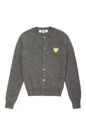 Play Comme Des Garcon Heart-logo Cardigan - Grey