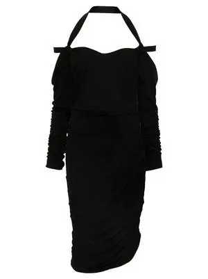Attico Long-sleeve Midi Dress - Black