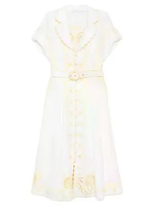 Zimmermann Embroidered Midi Dress - White