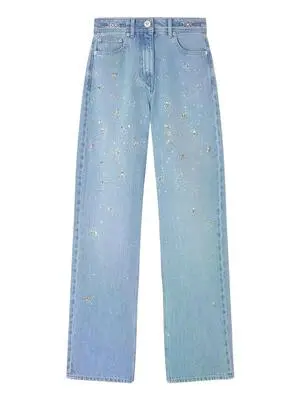 Versace Embellished High-waist Jeans - Blue