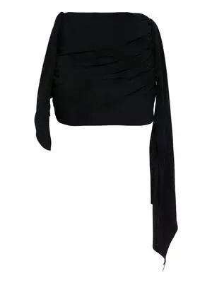 Attico Draped Knot Mini Skirt - Black