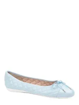 PAUL MAYER ATTITUDES Cap-toe Quilted Ballerina Flat - Sky Blue Leather