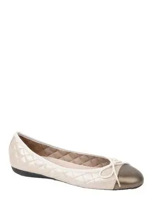 PAUL MAYER ATTITUDES Cap-toe Quilted Ballerina Flat - Taupe/ Salinas