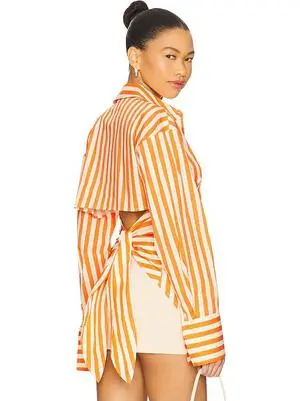 SIMONMILLER Loch Poplin Button Up - Coral Cabana Stripe