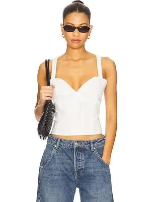 MORE TO COME Chloe Lace Up Back Top - White