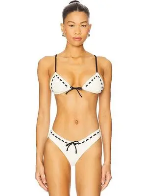 Tularosa Anica Bikini Top - Ivory & Black