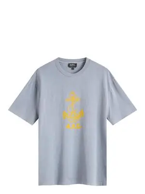A.p.c. Davy Anchor Print T-shirt - Blue Grey
