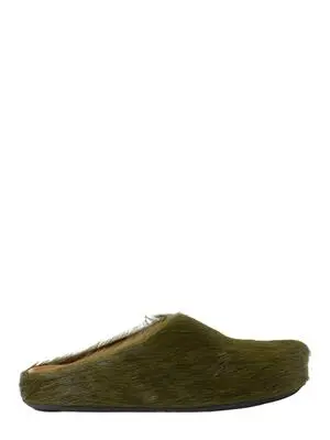 Marni Fussbett Calf Hair Slippers - Green