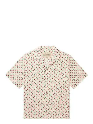 Valentino Garavani Camp-collar Printed Cotton-poplin Shirt - Neutrals