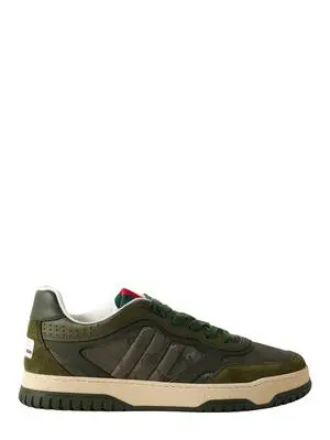 Gucci Re-Web Suede And Webbing-Trimmed Canvas And Leather Sneakers Green