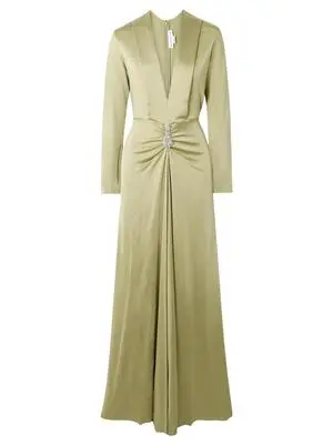 Victoria Beckham Crystal-embellished Gathered Gown - Green