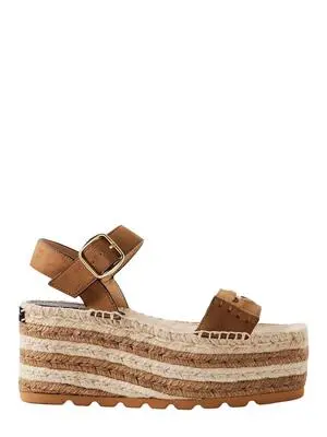 Stella McCartney Gaia Suede Platform Sandals Brown