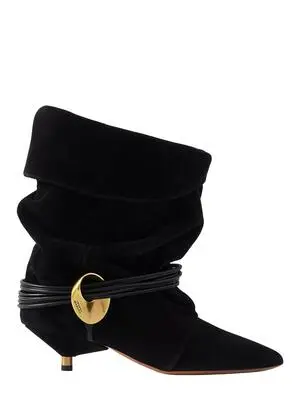 Isabel Marant Edrika Leather-trimmed Suede Ankle Boots - Black