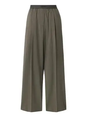 Loewe Pleated Wool Straight-leg Trousers - Green
