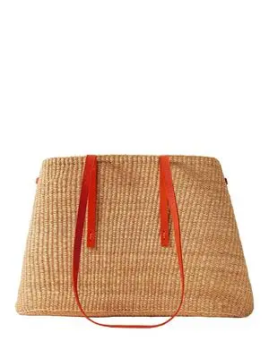 Muuñ Laura Leather-trimmed Woven Straw Tote - Brown