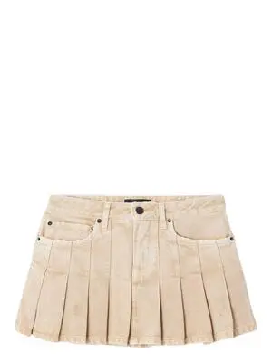Balenciaga Pleated Denim Mini Skirt - Neutrals