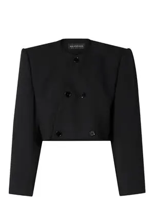 Balenciaga Spencer Cropped Asymmetric Double-breasted Wool Jacket - Black