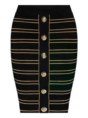 Balmain Striped Pencil Skirt - Black