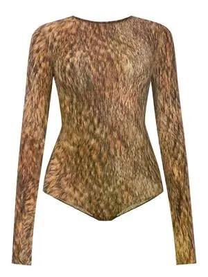 MAISON MARGIELA Animal-print Bodysuit - Brown
