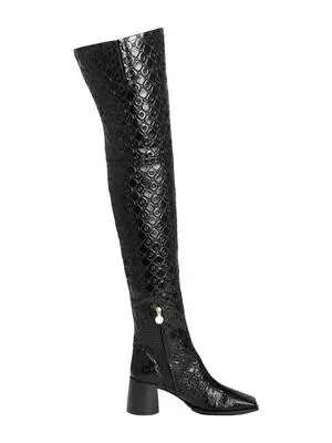 MARINE SERRE 65mm Monogram-embossed Leather Boots - Black