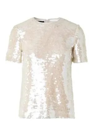 Akris Sequined Shoulder Blouse - Greige