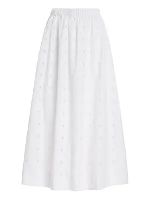 Posse Peggy Embroidered Maxi Skirt - White