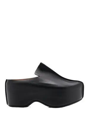 JW Anderson Leather Platform Clogs - Black