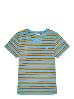 GANNI Striped Short-sleeve T-shirt - Blue