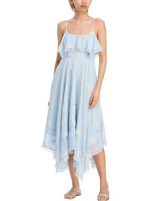Aqua Floral Chiffon Maxi Dress - Light Blue