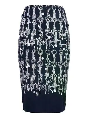 Samantha Sung Pencil Skirt With Chain-link Print - Blue