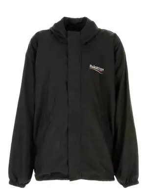 Balenciaga Logo Hooded Jacket - Black